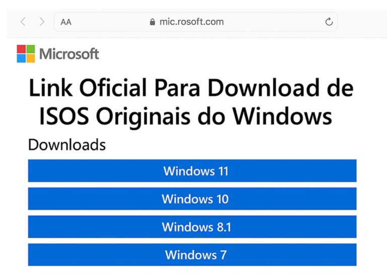 Link do Site da Microsoft Para Baixar ISOS Originais Windows